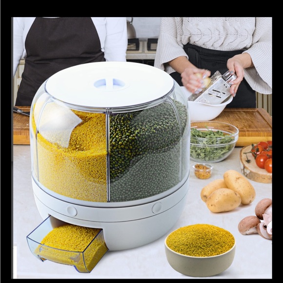 Kitchen | 6grid Rotating Rice Dispenser Dry Grain Food Storage ...